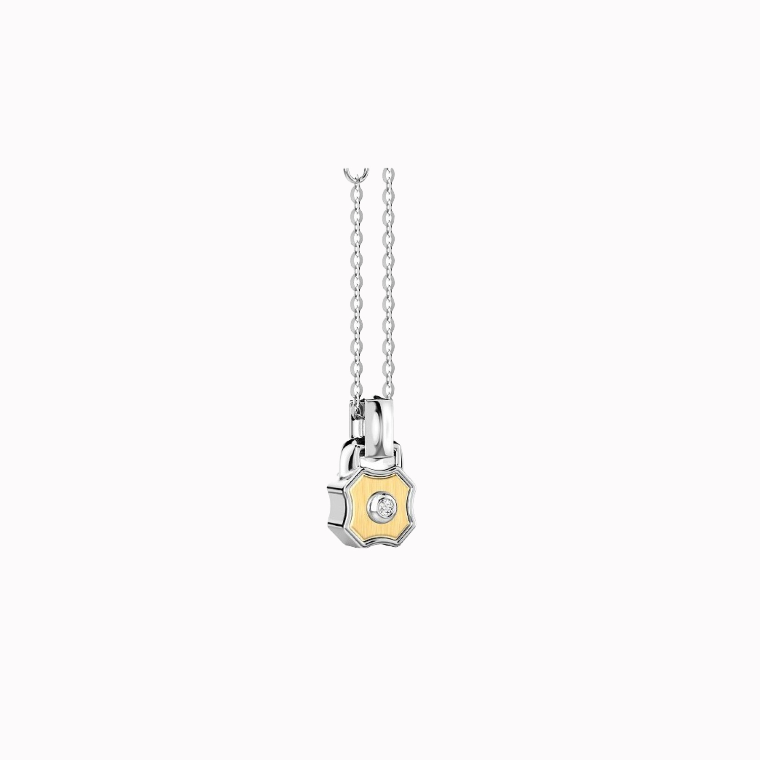 Zancan Men's Necklace in Silver Yellow Gold Insert and White Zircon ...